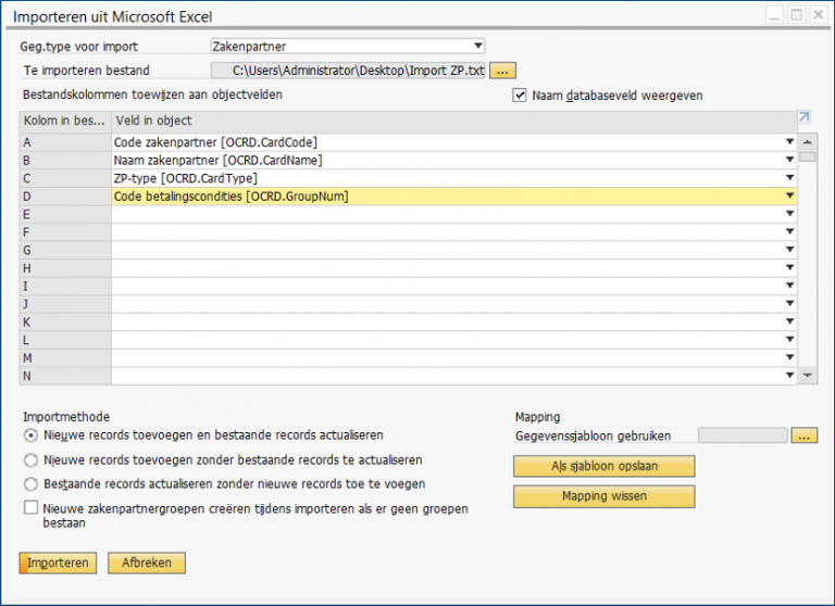 SAP Business One Data import met Excel - Asaptive